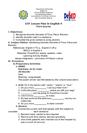 Cause and Effect LP - Lesson Plan - A Semi-Detailed Lesson Plan 5 ...