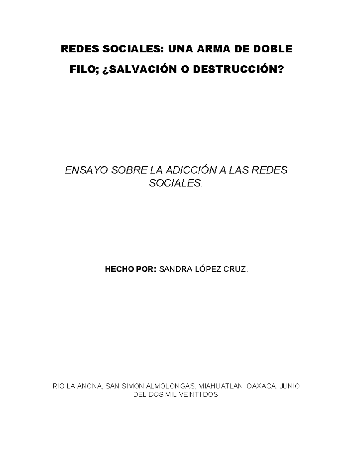 Adicción A LAS Redes Sociales ensayo argumentativo - REDES SOCIALES ...