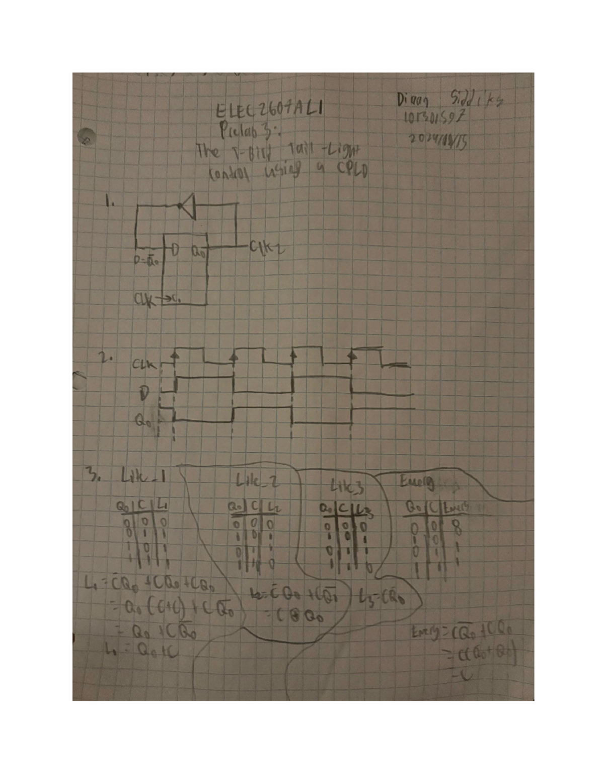 ELEC 2607AL1 Pre Lab 3 F24 - ELEC2607ALI Diagon siddiky 101301597 Prelap 3: The Tail control ...