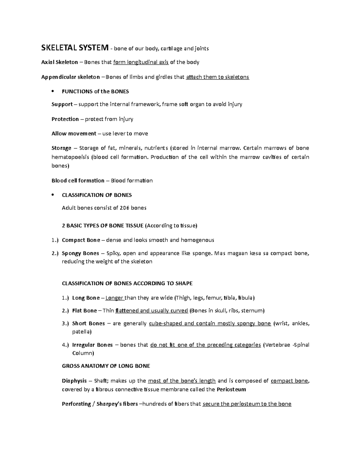 Anaphy Skeletal System 2023 - SKELETAL SYSTEM - bone of our body ...