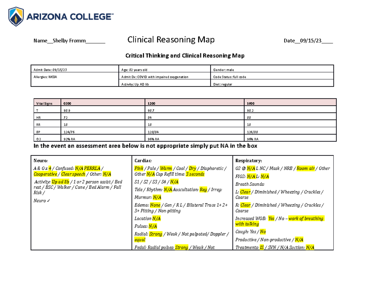 Critical Thinking Map 1 Sem 6 - Critical Thinking and Clinical ...