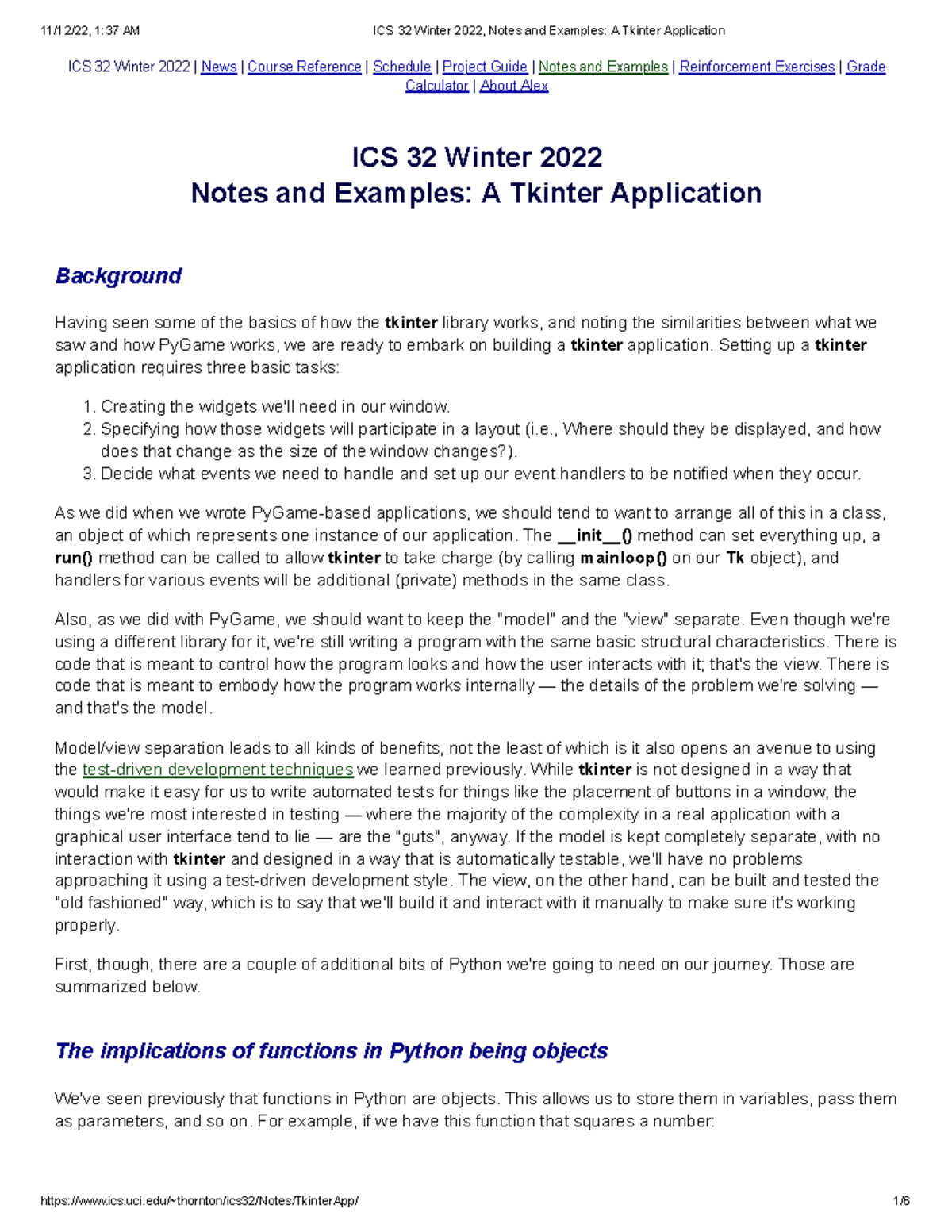 ICS 32 Winter 2022, Notes and Examples A Tkinter Application - ICS 32 ...
