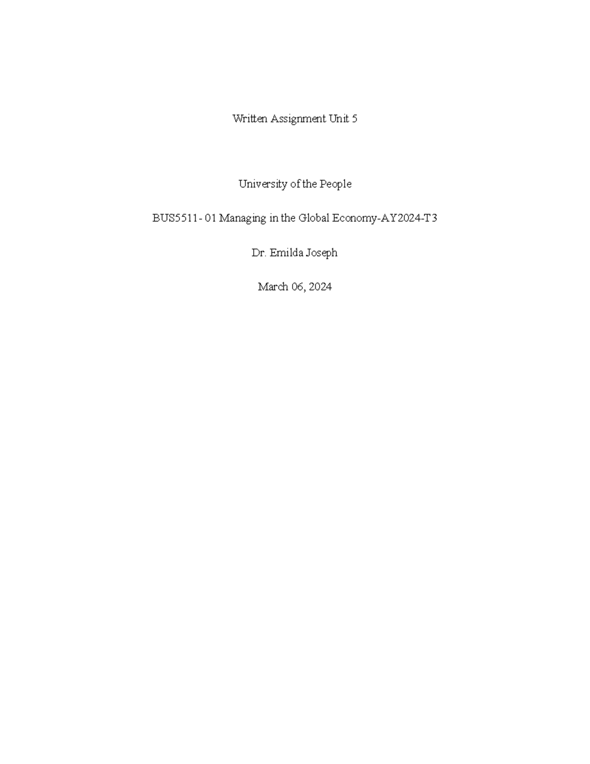 5511Written Assignment Unit 5 HR - Written Assignment Unit 5 University of the People BUS5511 ...