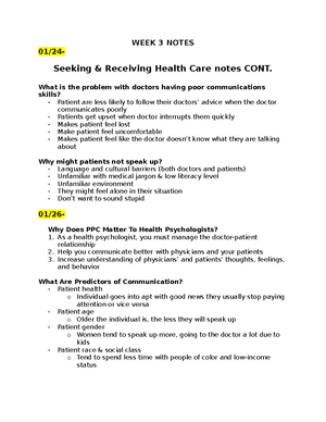 WEEK 2 Notes - Professor Pamela Dubyak - WEEK 2 NOTES 01/19- What is ...