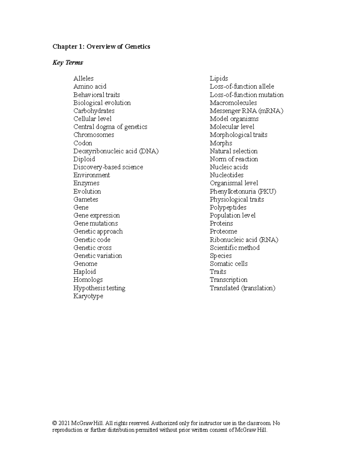 Brooker Genetics 7e Notes chapt 01 - Chapter 1: Overview of Genetics ...