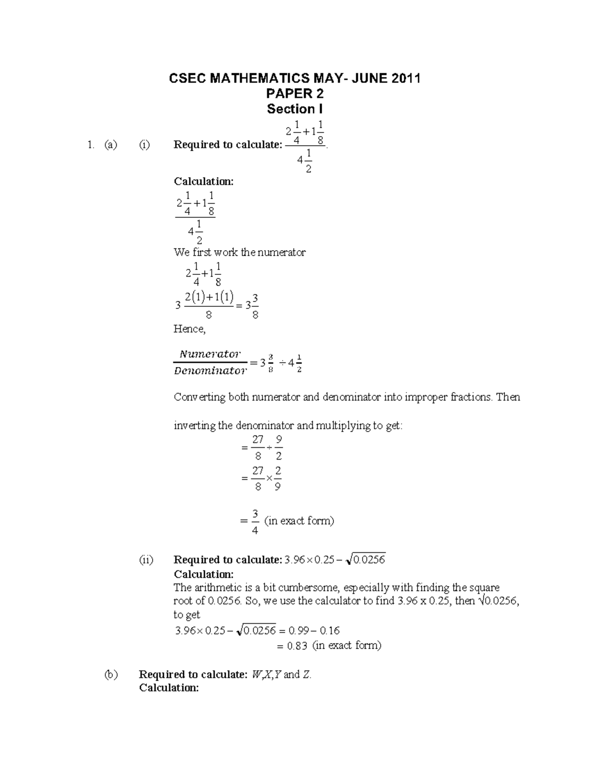 15. CSEC Maths JUNE 2011 - Mathematics - Studocu