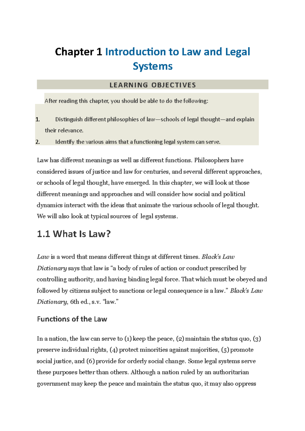 Introduction to Law and Legal Systems - Identify the various aims that ...