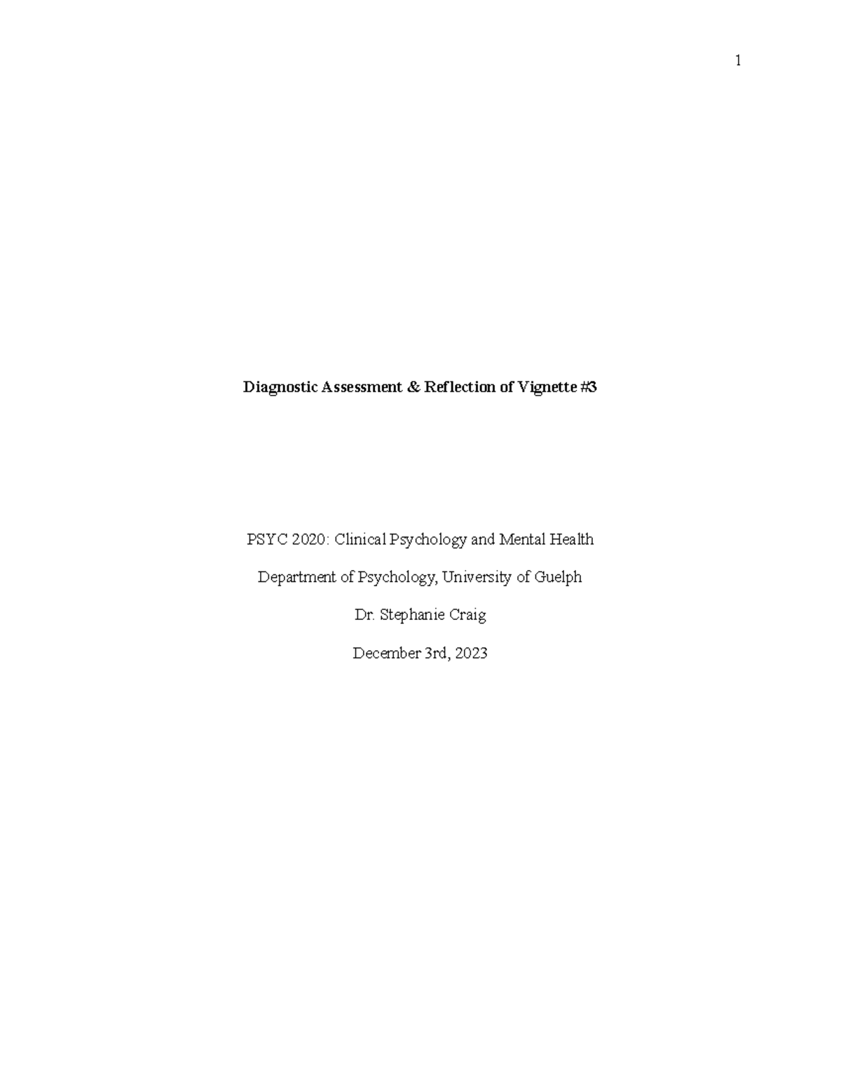 Diagnostic Assessment & Reflection Paper 3 - Diagnostic Assessment ...