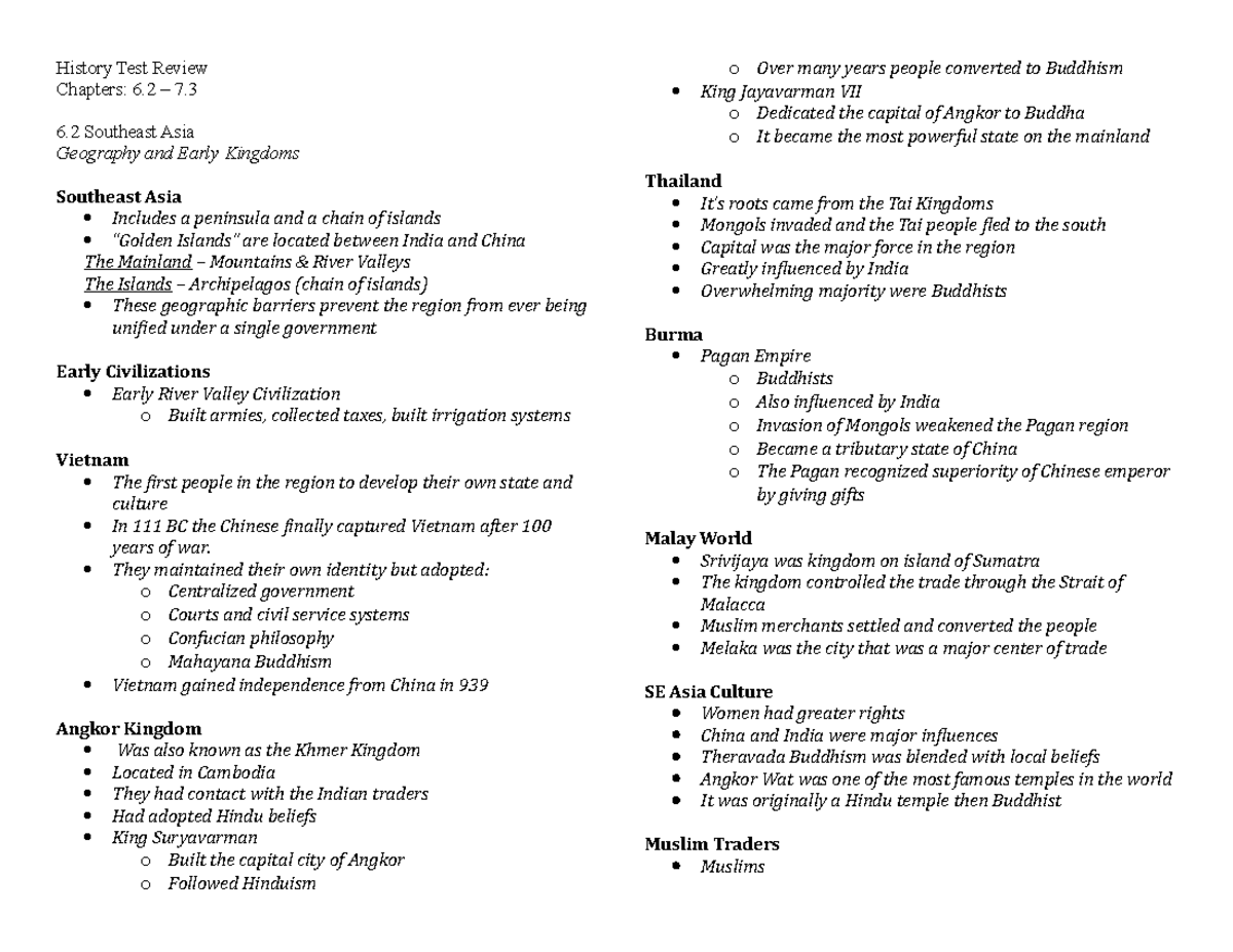 History Test Review May 19 - History Test Review Chapters: 6 – 7. 6 ...