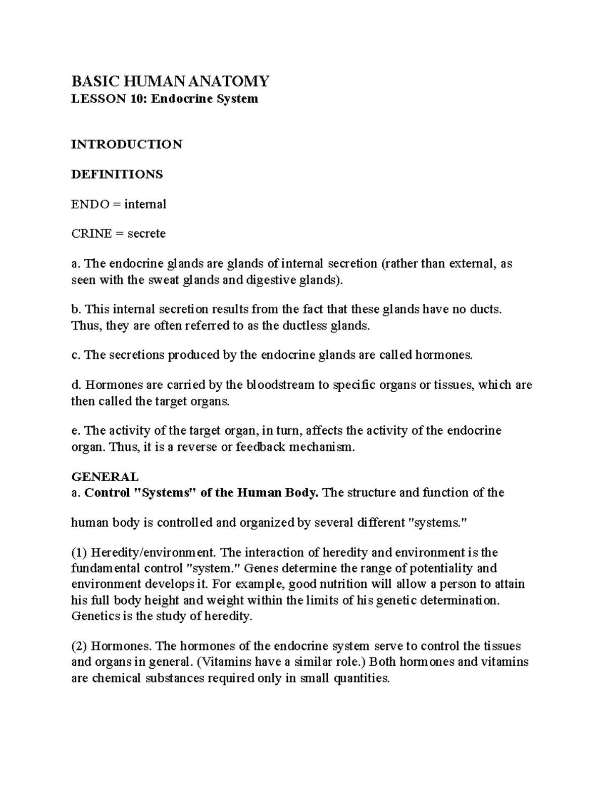 Endocrine System - Lecture notes chapter 7 - BASIC HUMAN ANATOMY LESSON ...