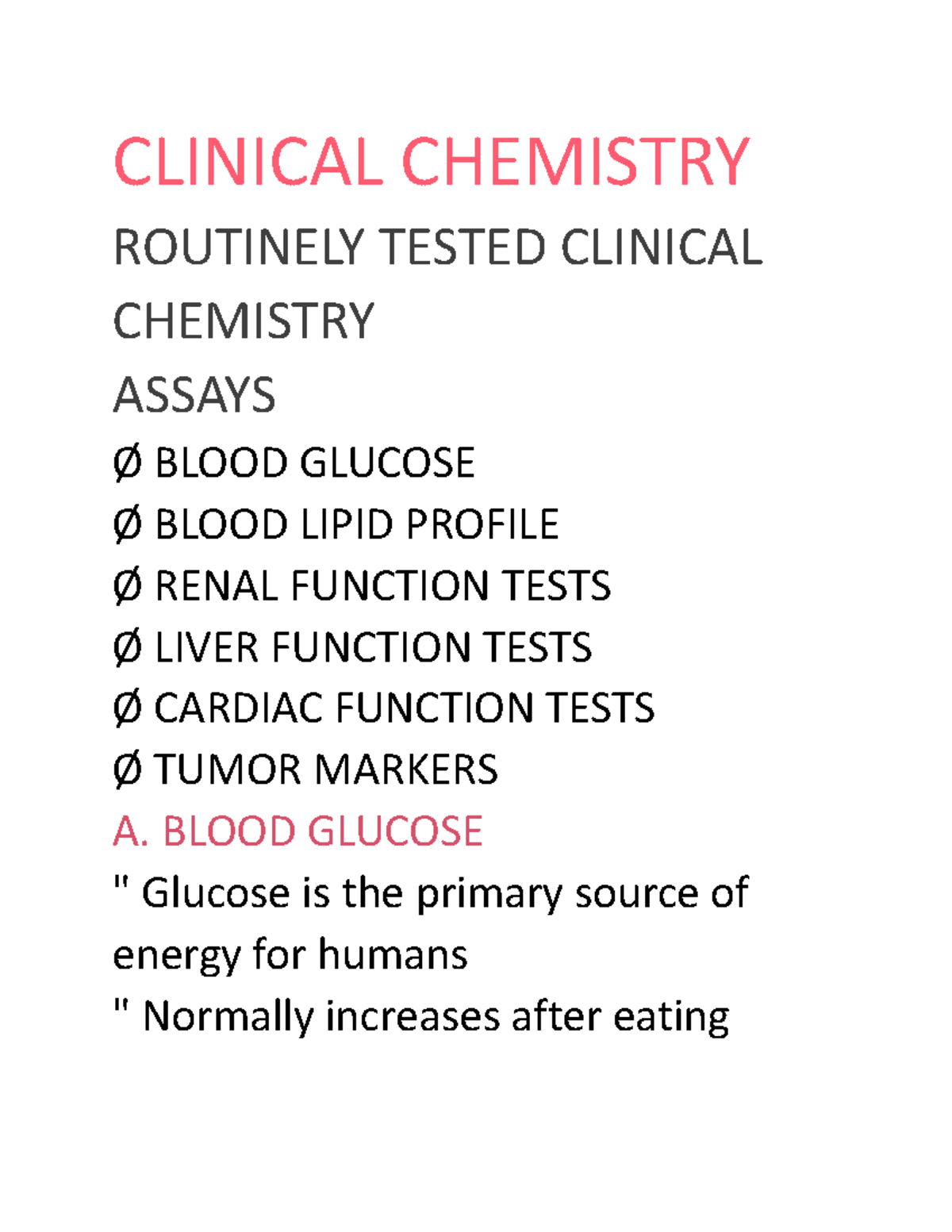 Clinical chem - .... - CLINICAL CHEMISTRY ROUTINELY TESTED CLINICAL ...