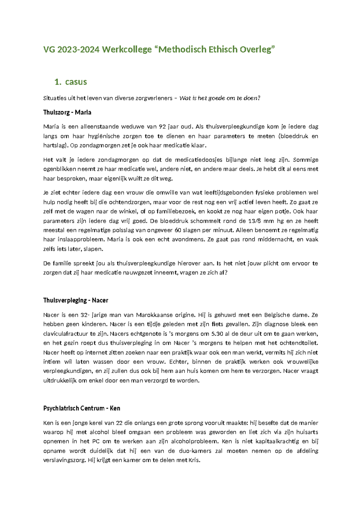 Werkcollege Ethisch Overleg 2324 student - VG 2023-2024 Werkcollege ...