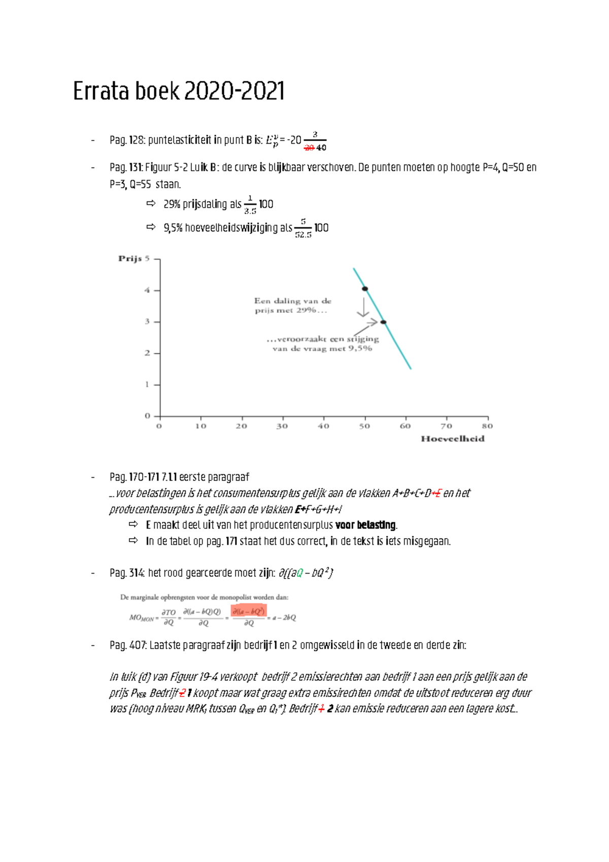 Errata 20201 - Errata boek 2020- 2021 Pag. 128: puntelasticiteit in ...