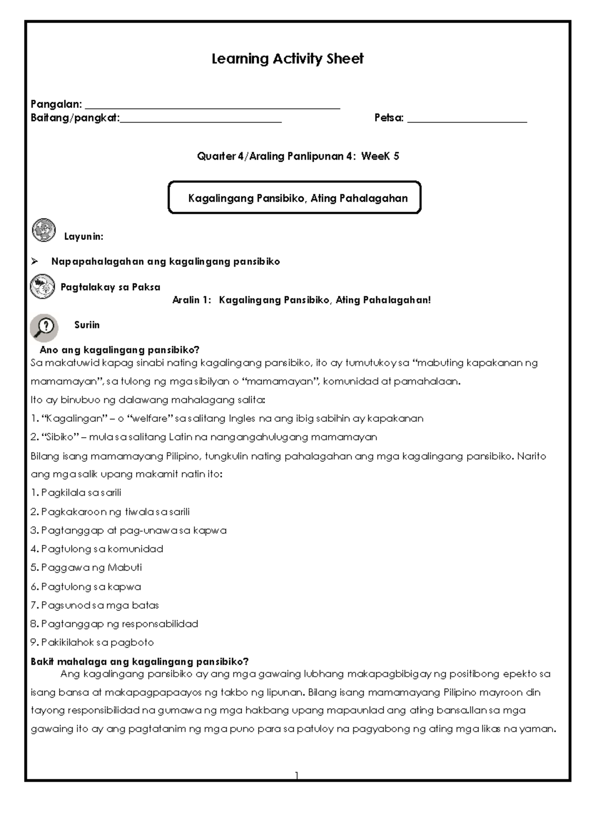Inbound 1067499757690635974 - 1 Learning Activity Sheet Pangalan: - Studocu