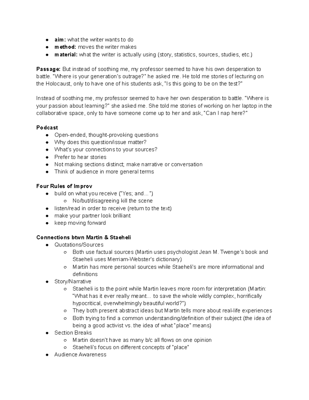 Aim Method Material Notes - aim: what the writer wants to do method ...