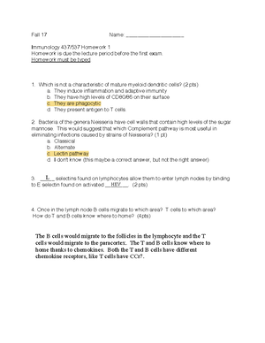 Homework 2 questions and answers - Immunology Fall 17 Name: HW 2 ...