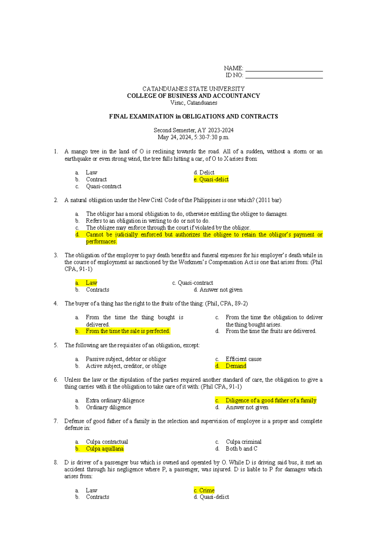 Final-EXAM - NAME: __________________________ ID NO ...