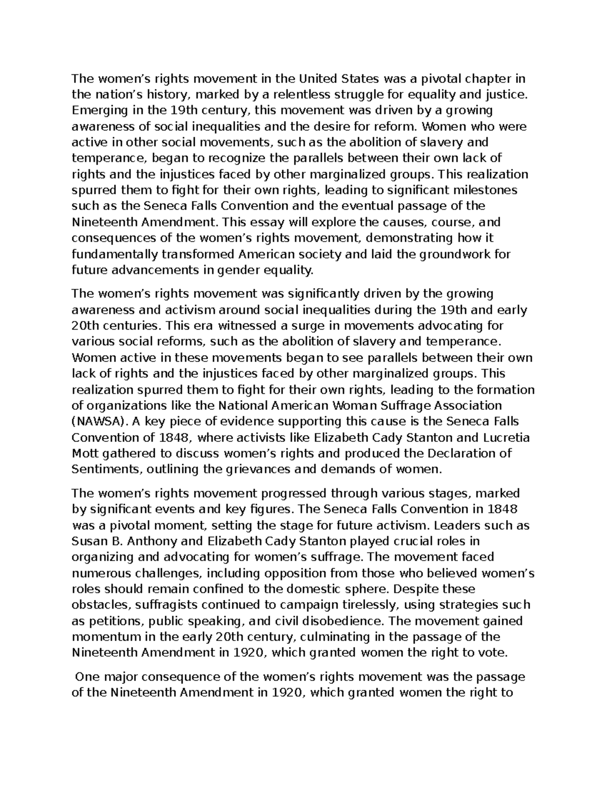 The wome1 - womens rights - The women’s rights movement in the United ...