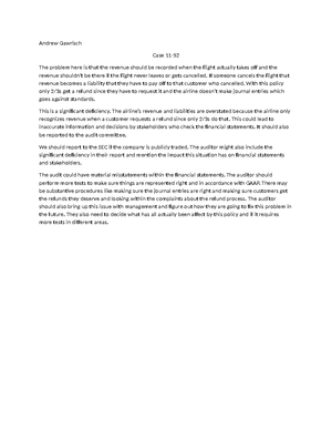 Case 16-50 - Case 16-50 - Andrew Gawrisch Professor Bearden Audit ...