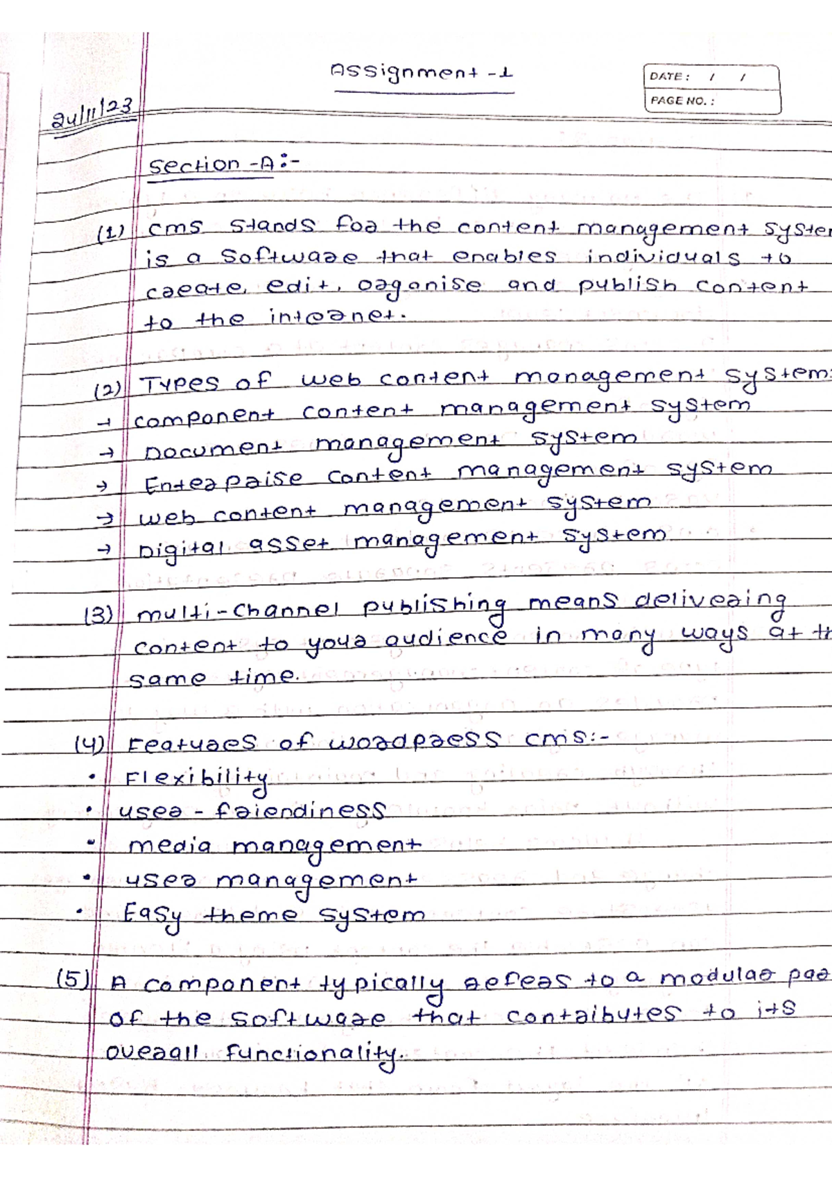 Wordpress assignment - Assignment DATE: PAGE NO. : section (1) cms ...