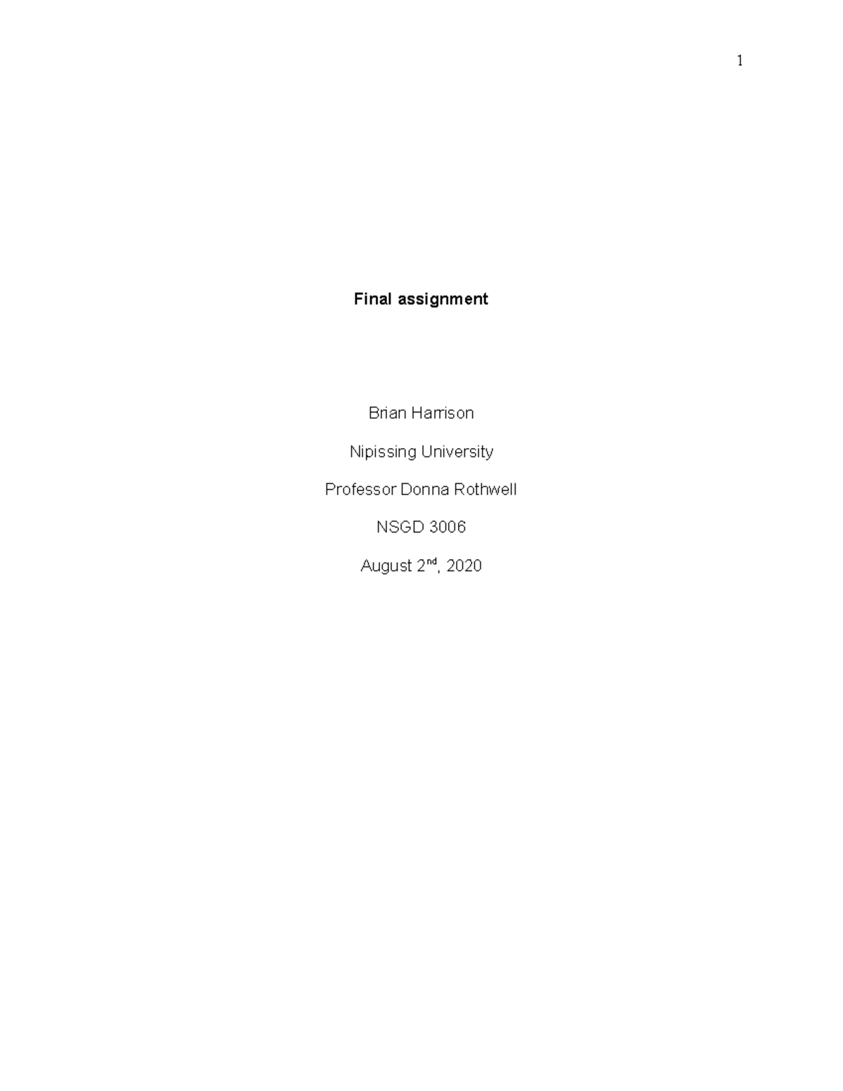 Final assignement - Grade: 85 - 1 Final assignment Brian Harrison ...