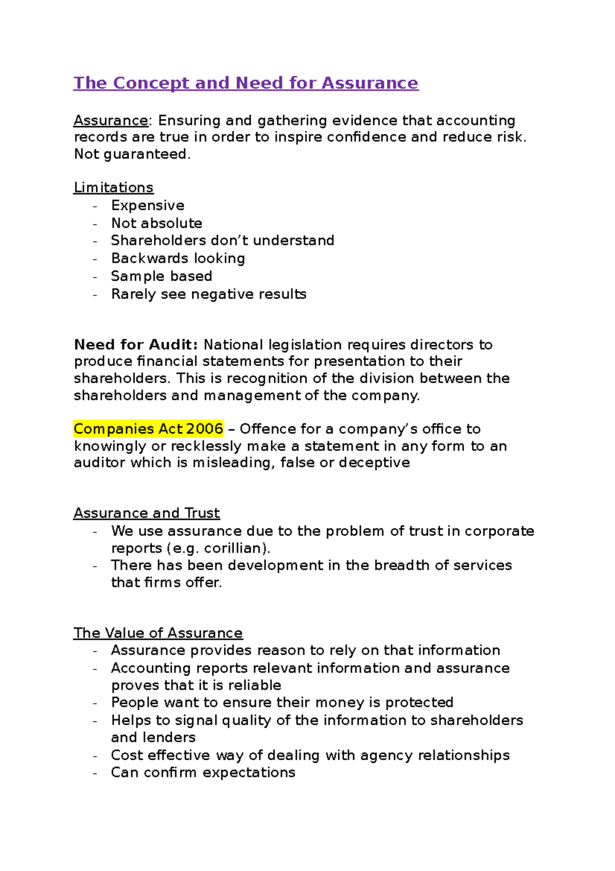 The Concept and Need for Assurance - The Concept and Need for Assurance ...