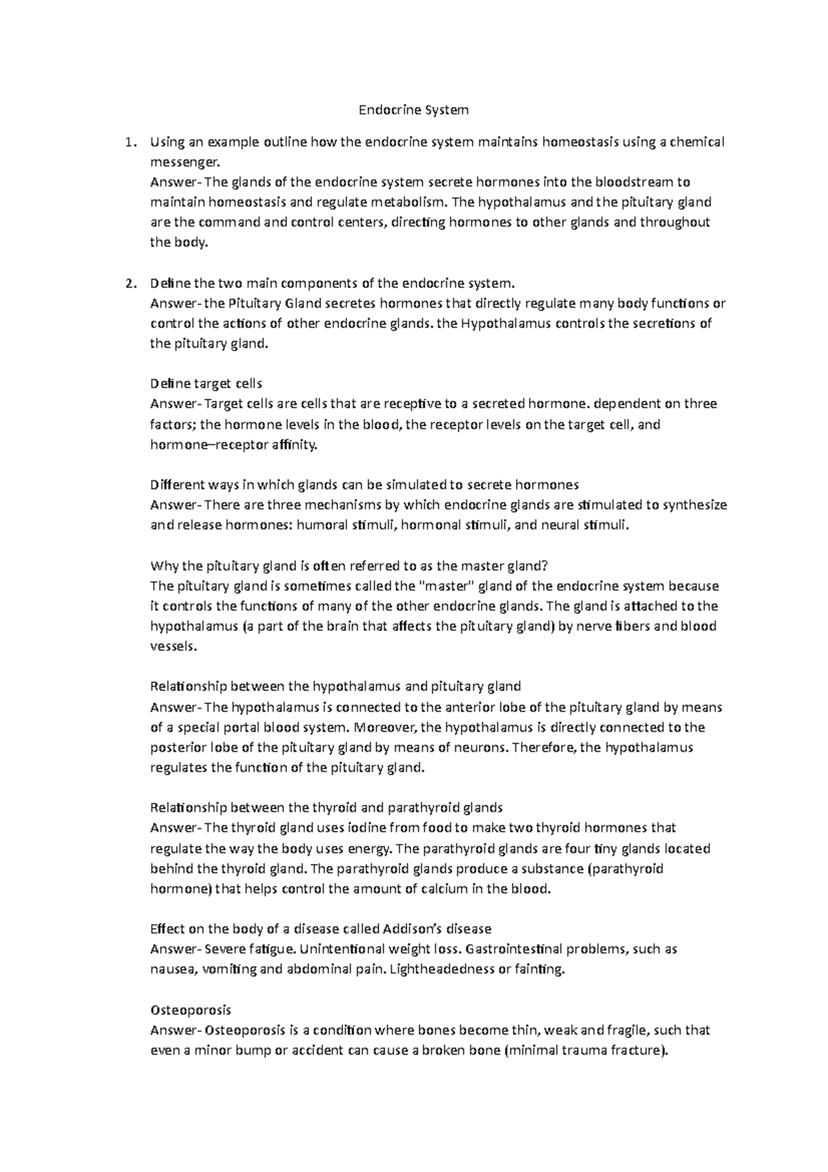 Endocrine System - practice - Endocrine System Using an example outline ...