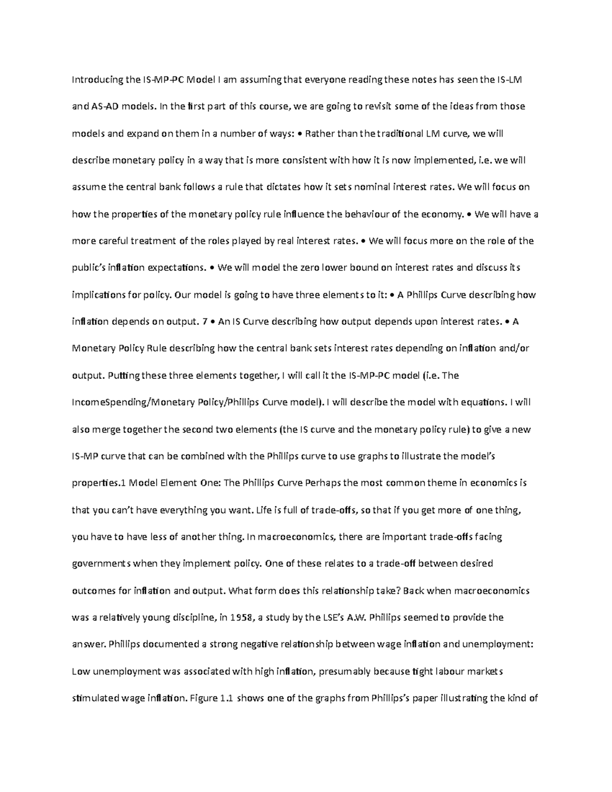 Microeconomics-12 - Introducing the IS-MP-PC Model I am assuming that ...