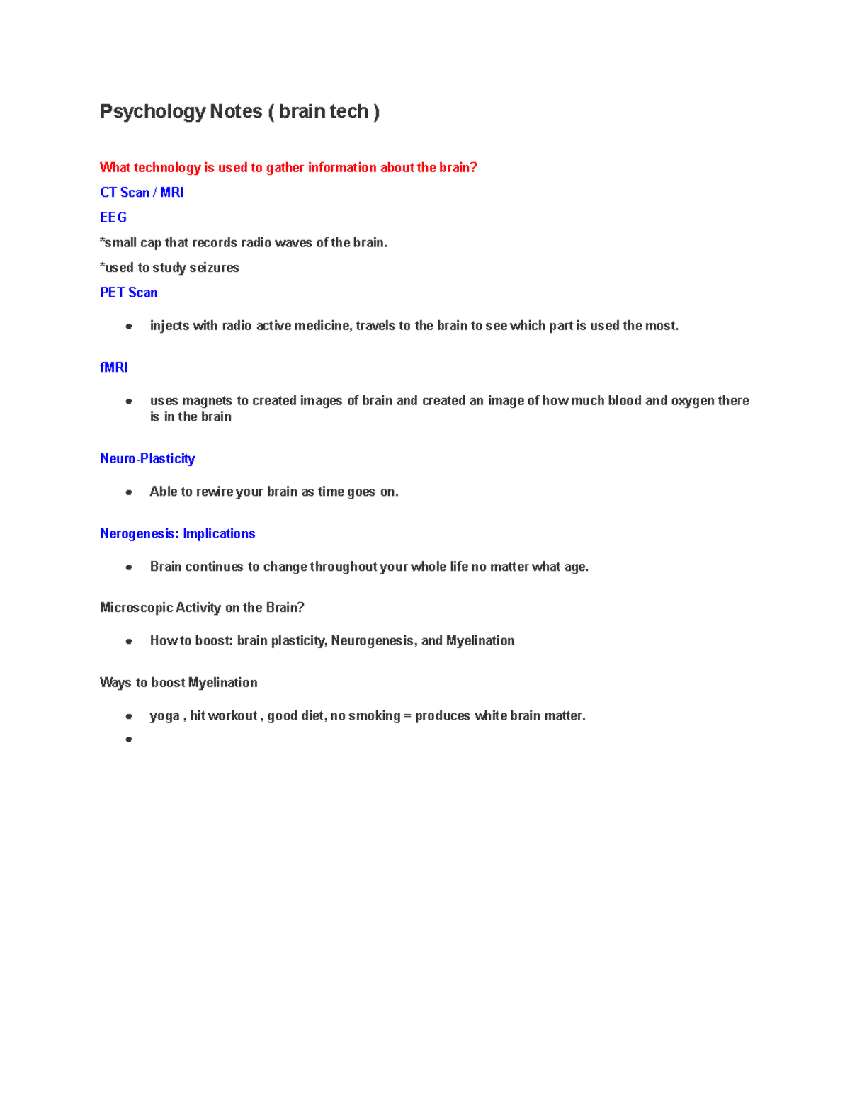 Psych Lecture Notes 9 - Psychology Notes ( brain tech ) What technology ...