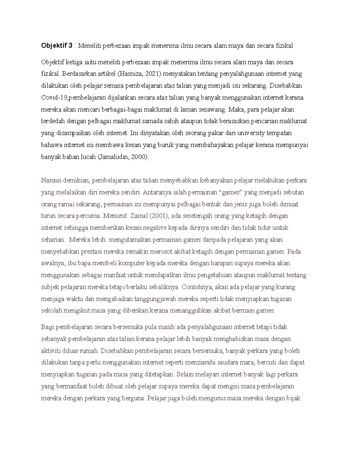 contoh objektif chapter 5 - Falsafah - UiTM - Studocu