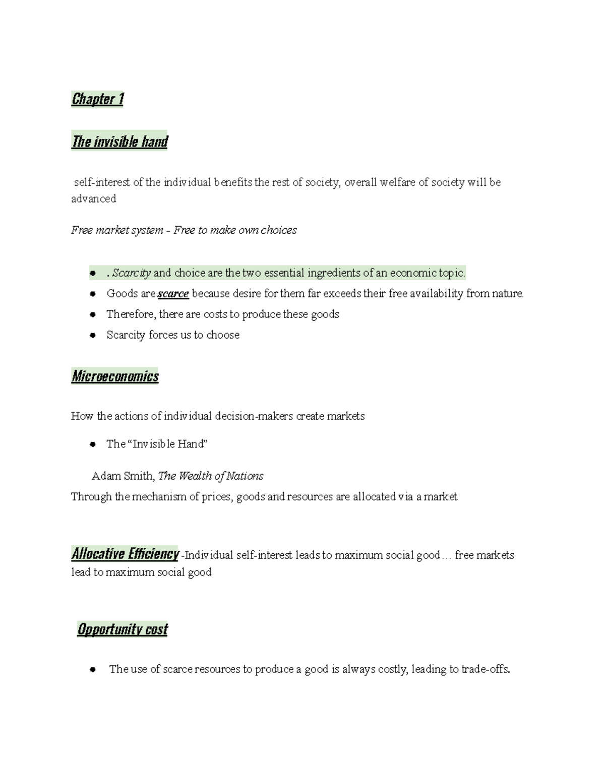 Principles of Microeconomics - Chapter 1 The invisible hand self ...