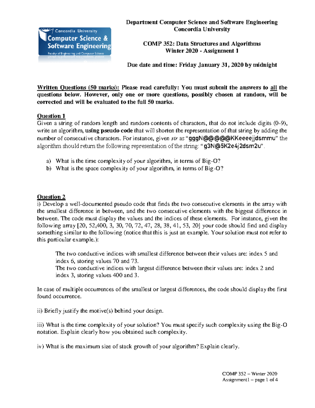 COMP352 W20 Assignment 1 - Warning: TT: undefined function: 32 COMP 352 – Winter 2020 Department ...