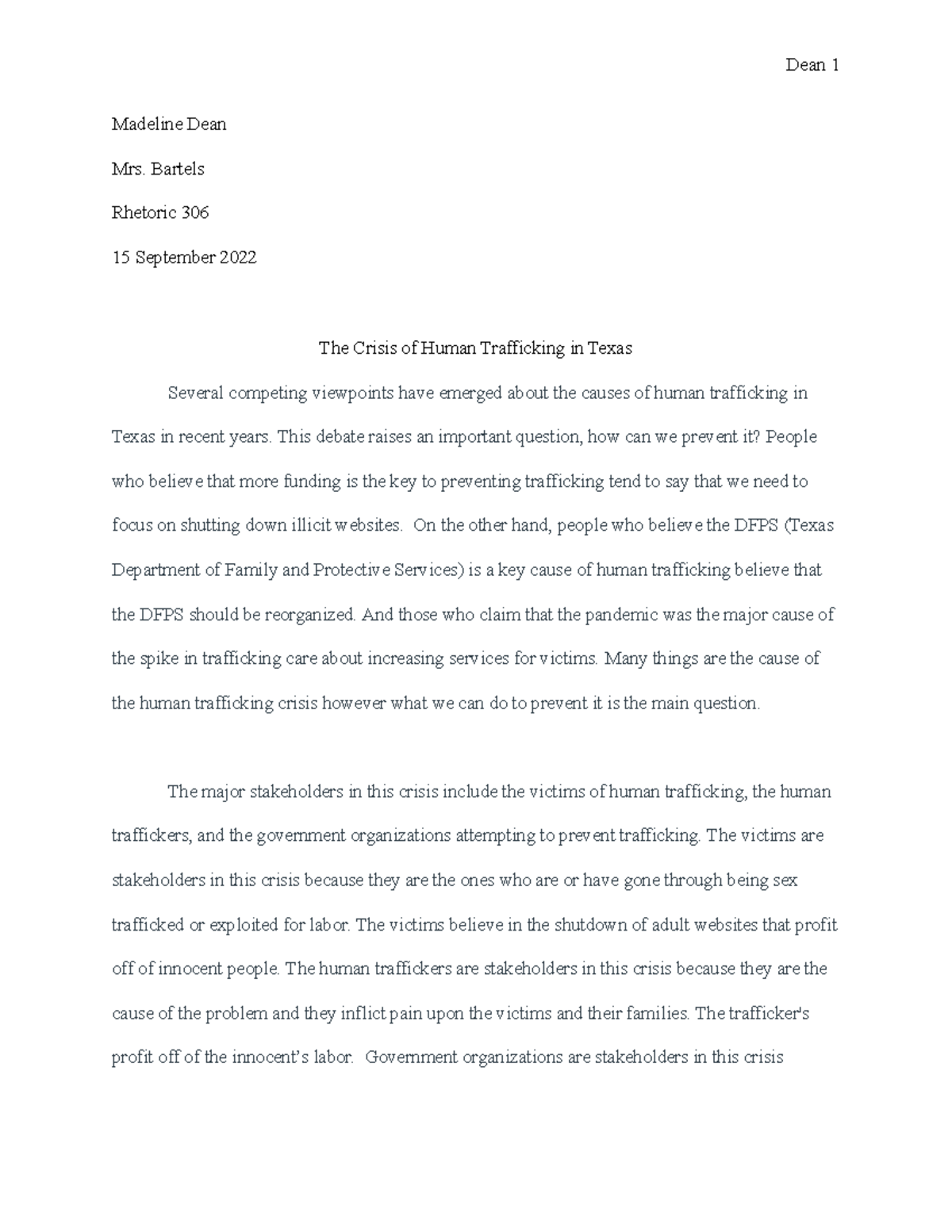 Madeline Dean MC1 - hiend - Madeline Dean Mrs. Bartels Rhetoric 306 15 ...