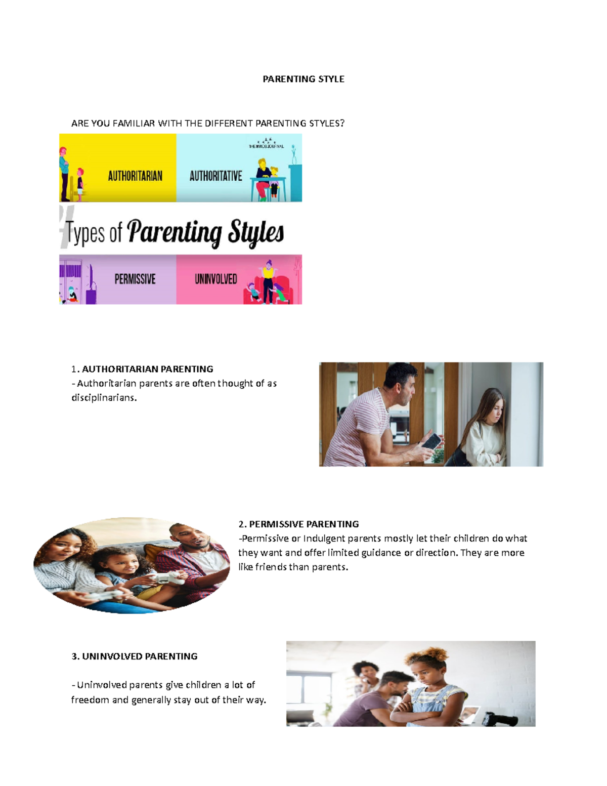 Parenting- Style - Learning modules - PARENTING STYLE ARE YOU FAMILIAR ...