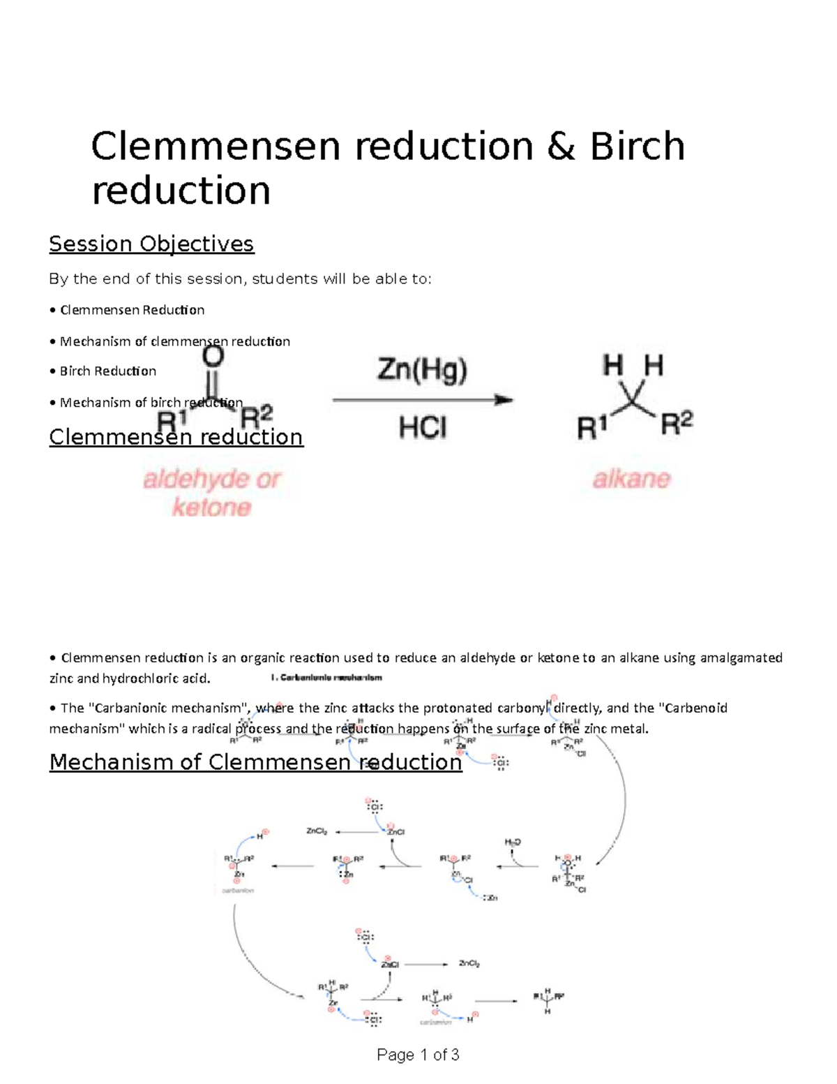 Chapter - 28 Clemmensen reduction Birch reduction - Clemmensen ...