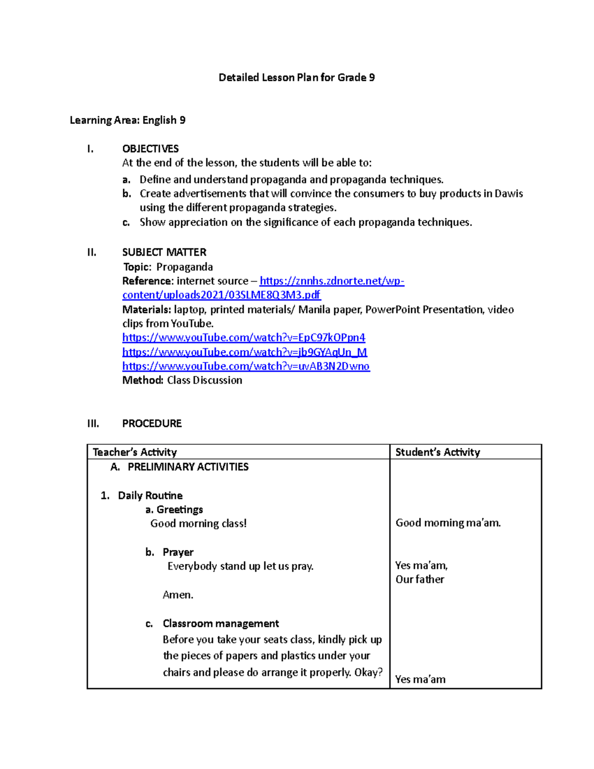 Final Demo - This is a detailed lesson plan for grade 6 - Detailed ...