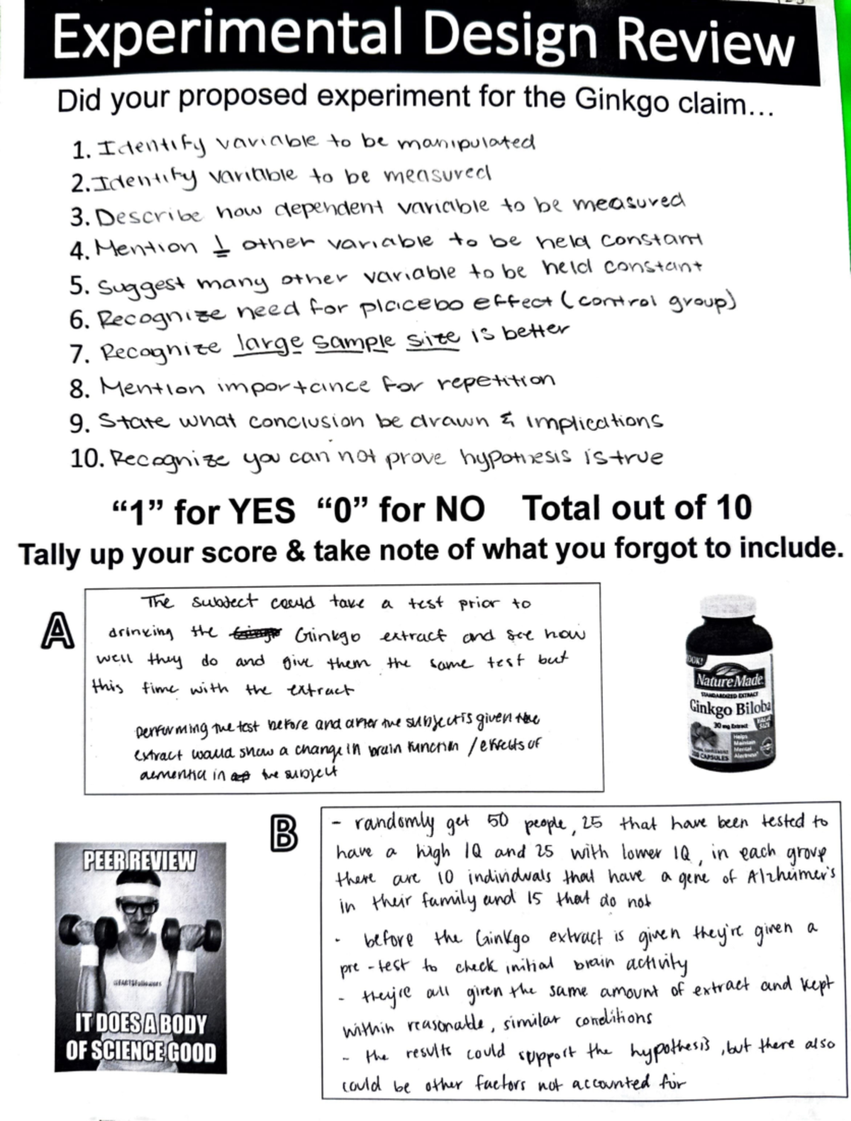 Experimental Design Review - .. 1. ::r: c\ '\ , h-) \J C\ v, C\ 'o \e ...