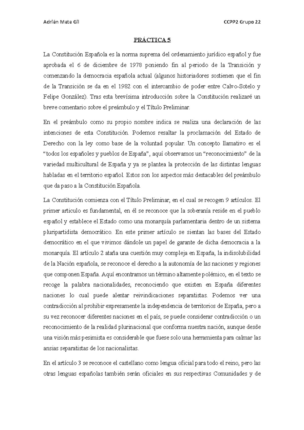 Práctica 5 - práctica 5 de derecho público de segundo de ccpp - Adrián Mata Gil CCPP2 Grupo 22 ...