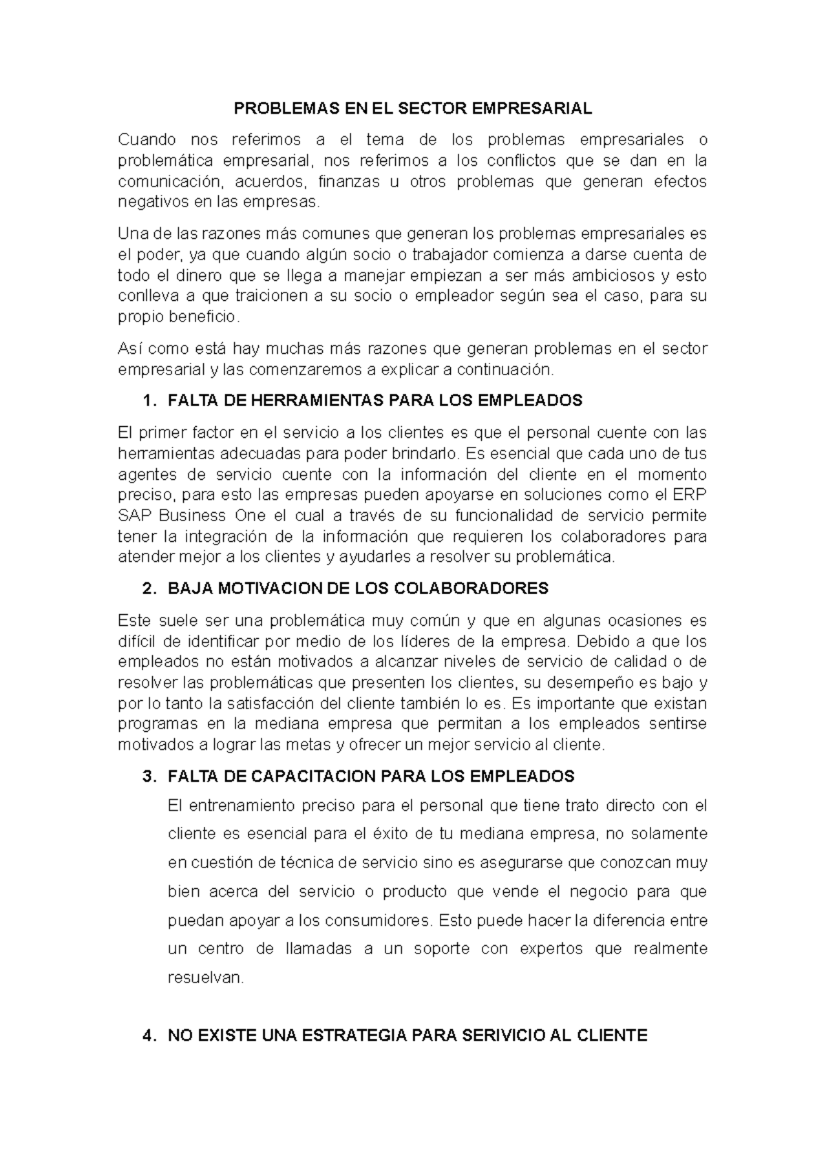 Principales Problemas EN EL Sector Empresarial - PROBLEMAS EN EL SECTOR ...