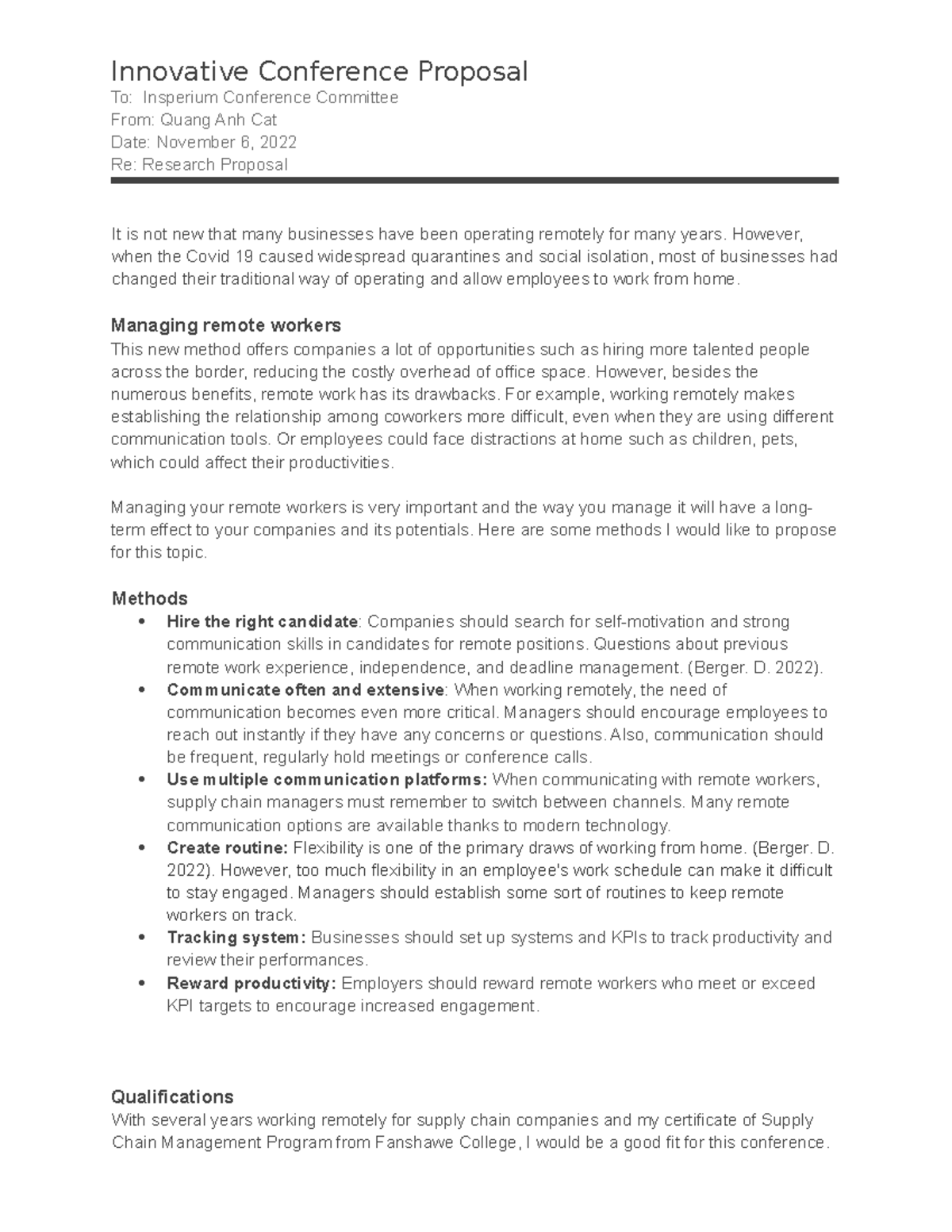 COMM-6019 Proposal Template - 22F - Innovative Conference Proposal To ...