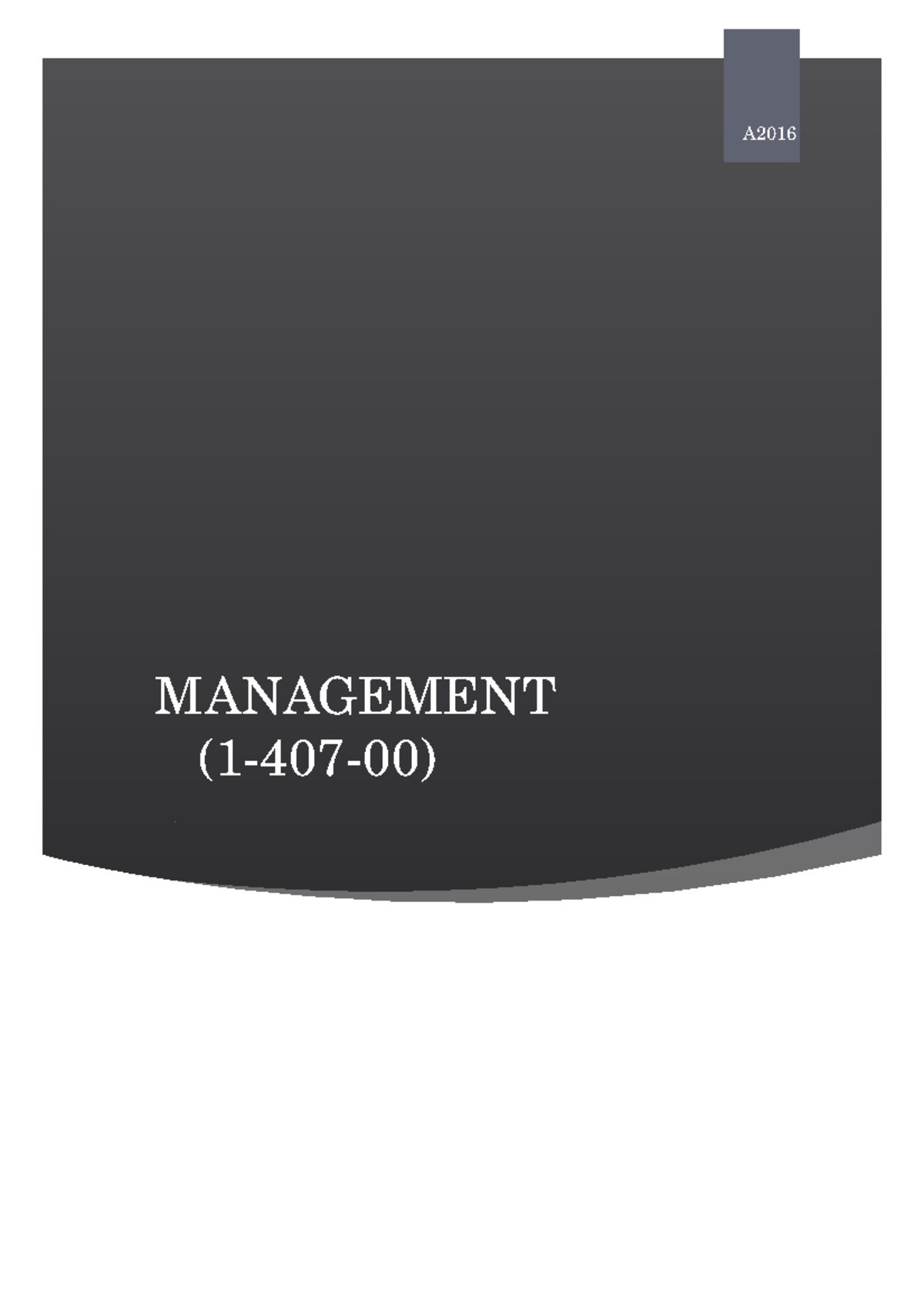 Management révision - A2016 MANAGEMENT TABLE DES I. Les du management ...