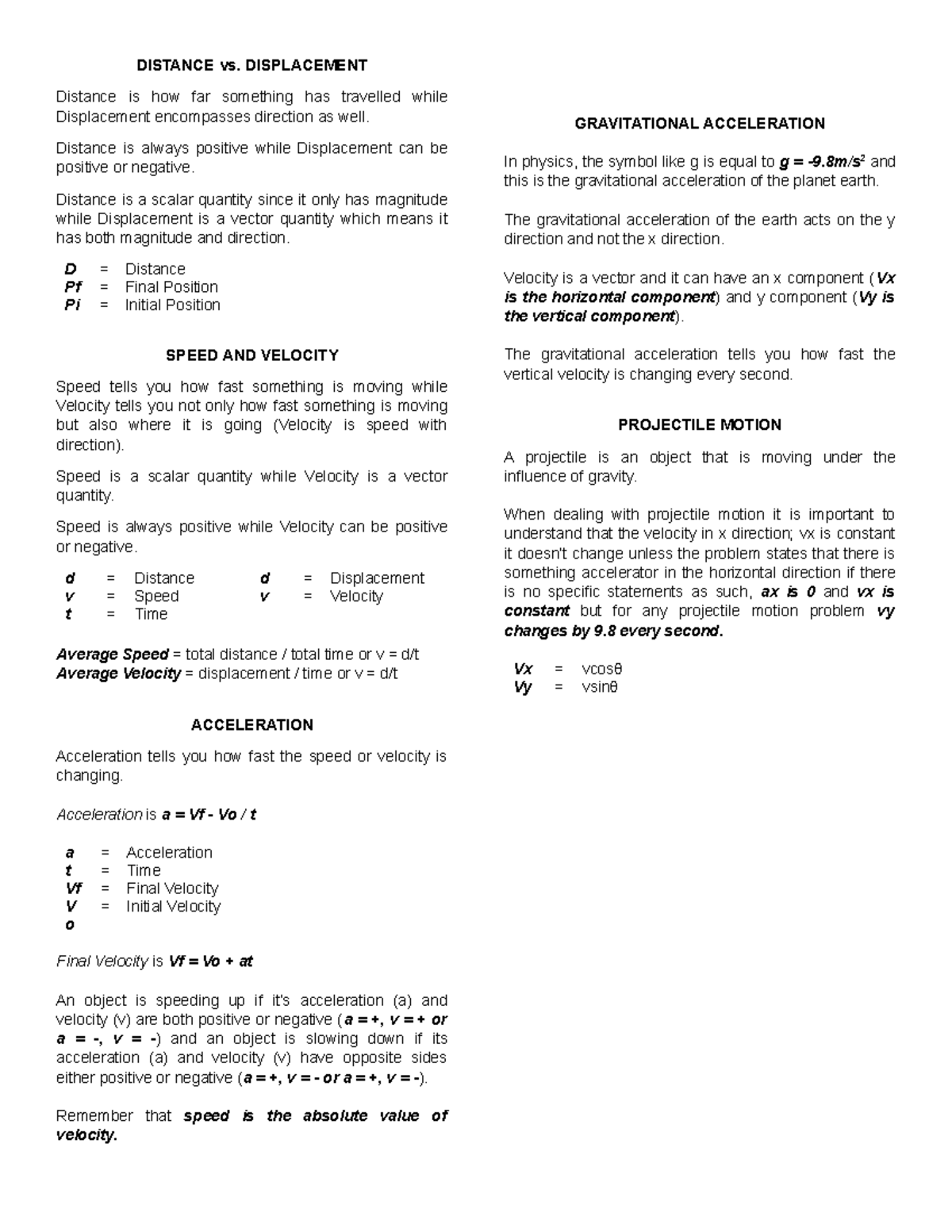 Foundations of Physics - DISTANCE vs. DISPLACEMENT Distance is how far ...