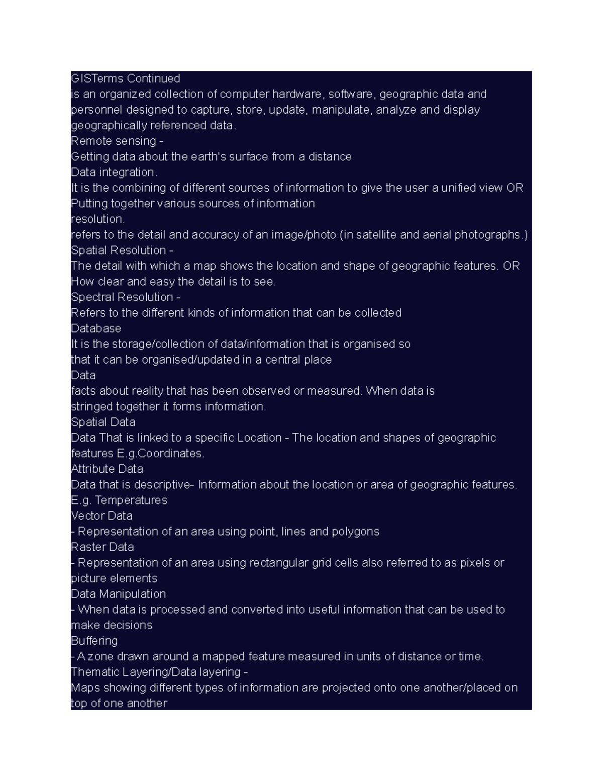 GIS Terms Continued - GISTerms Continued is an organized collection of ...