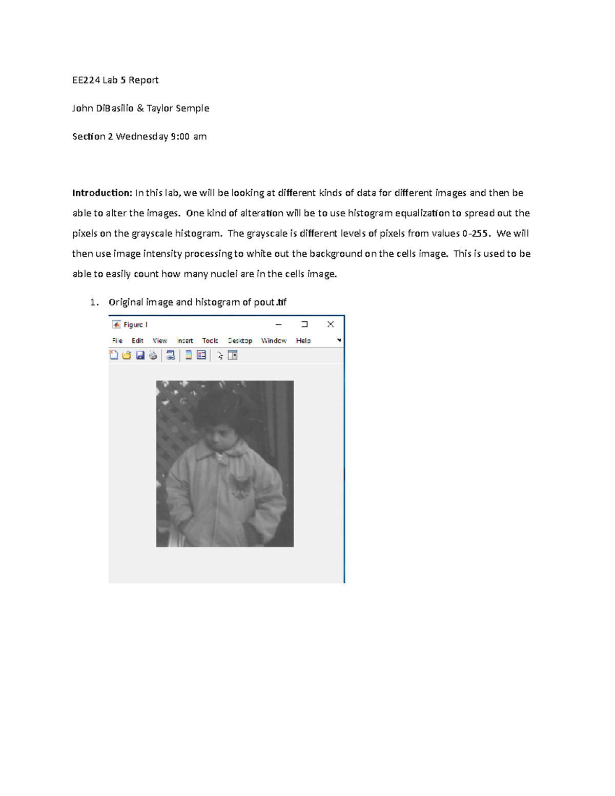 EE224 Lab 5 Report - EE224 Lab 5 Report John DiBasilio & Taylor Semple Section 2 Wednesday 9:00 ...