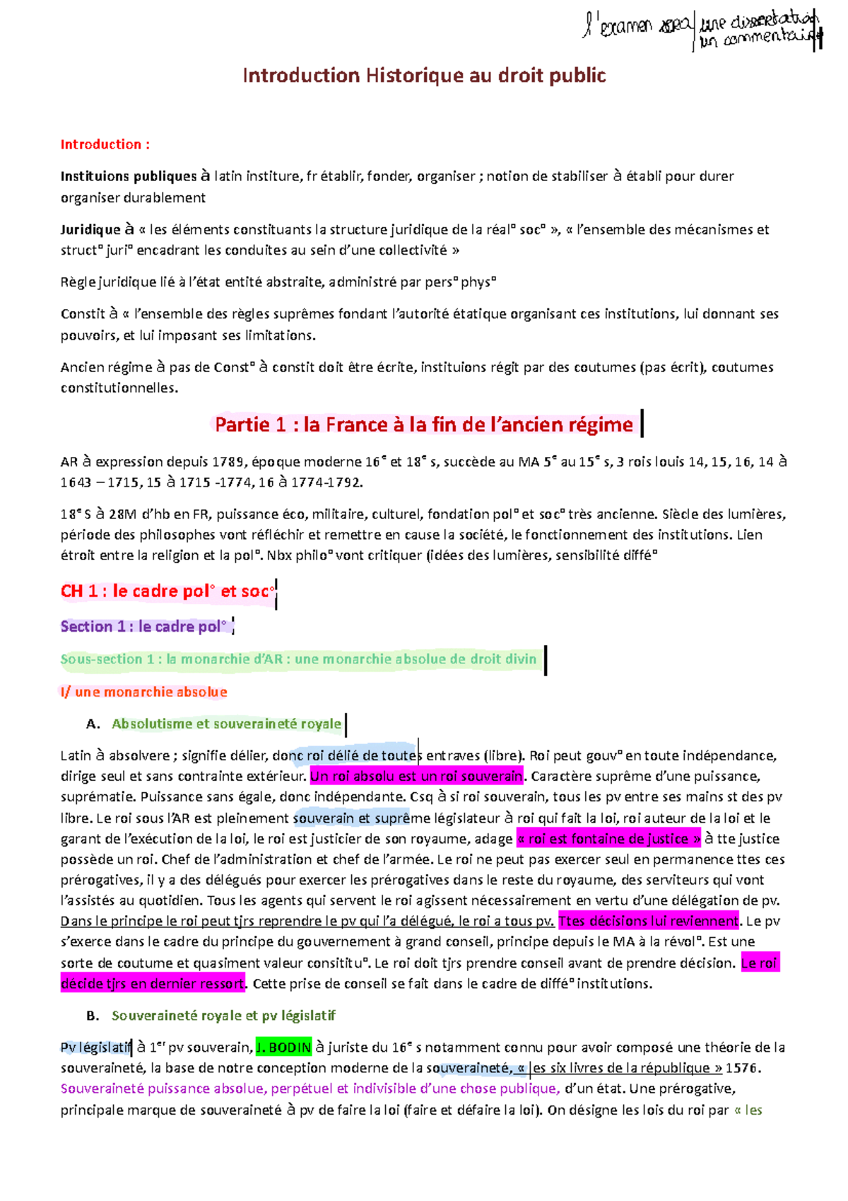 IHDPublic - Cours - Introduction Historique au droit public Introduction : Instituions publiques ...