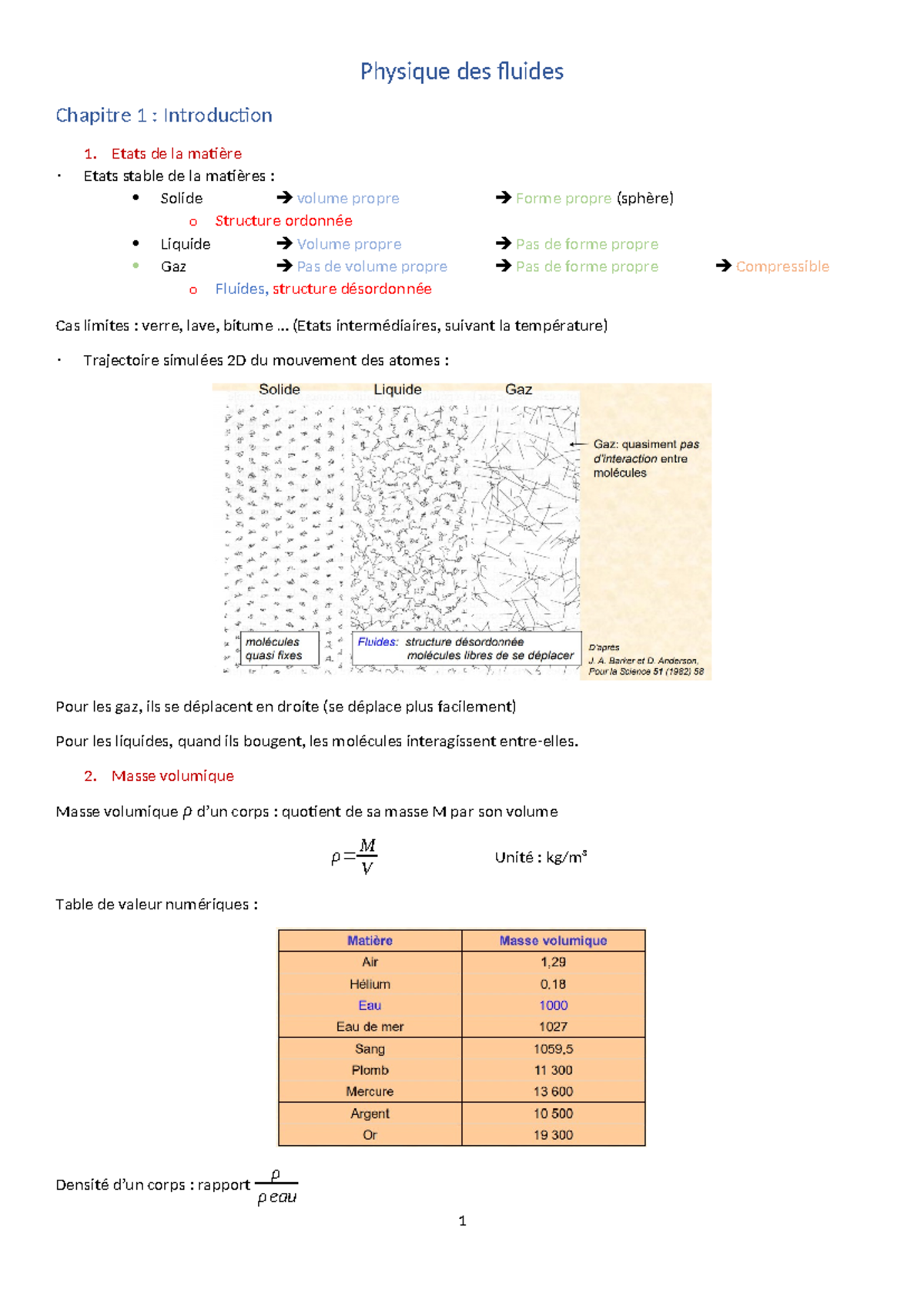 Chapitre 1 - Physique des fluides Chapitre 1 : Introduction 1. Etats de ...