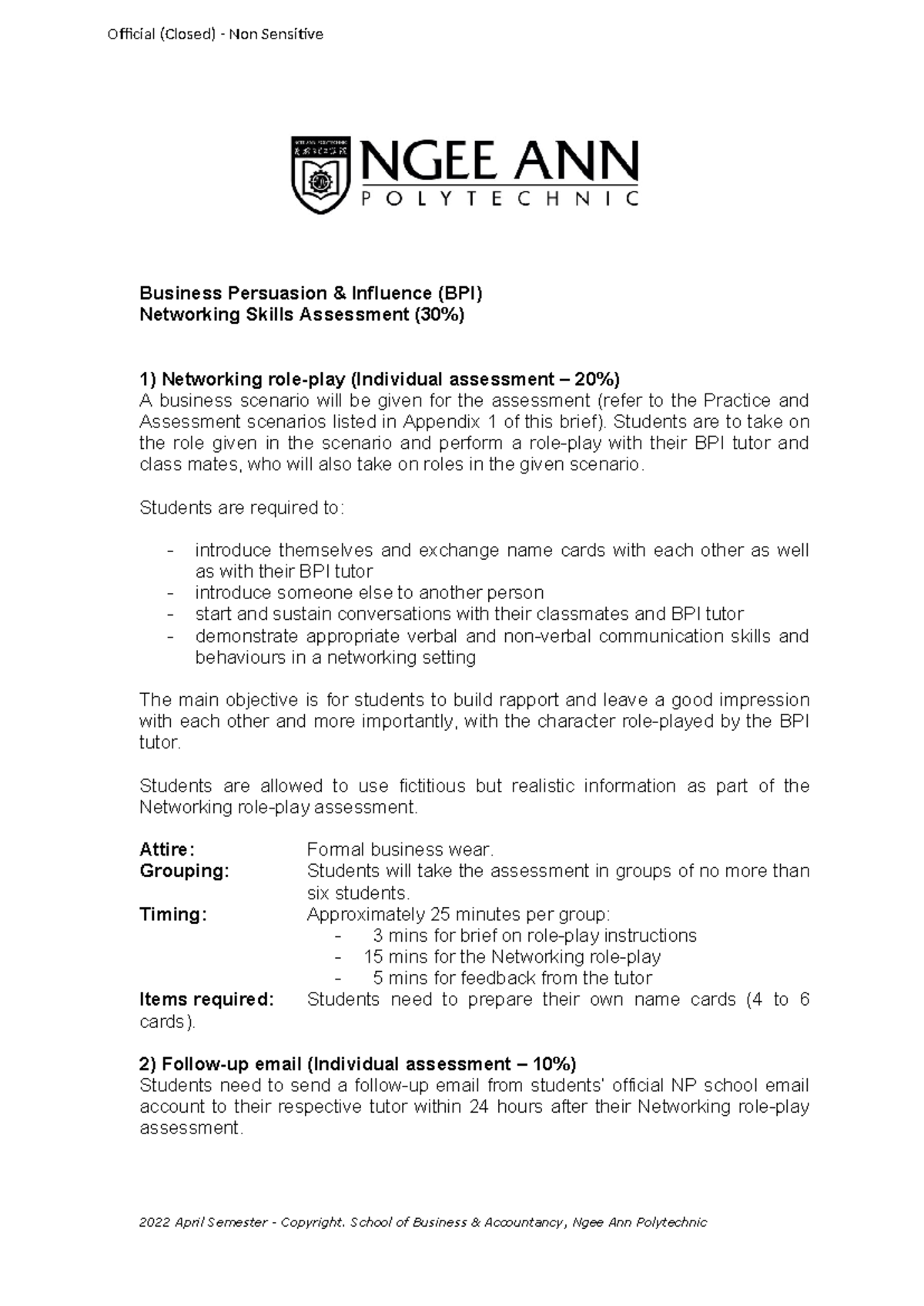 BPI Assessment Brief Networking Skills 2022 Apr (including scenarios ...