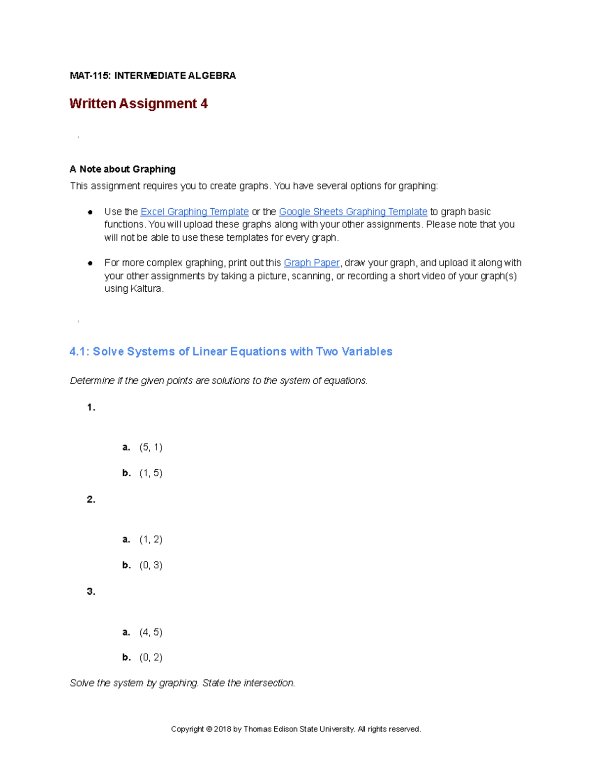 Assignment sheet-WA4 MAT-115-mar18 - MAT-115: INTERMEDIATE ALGEBRA ...