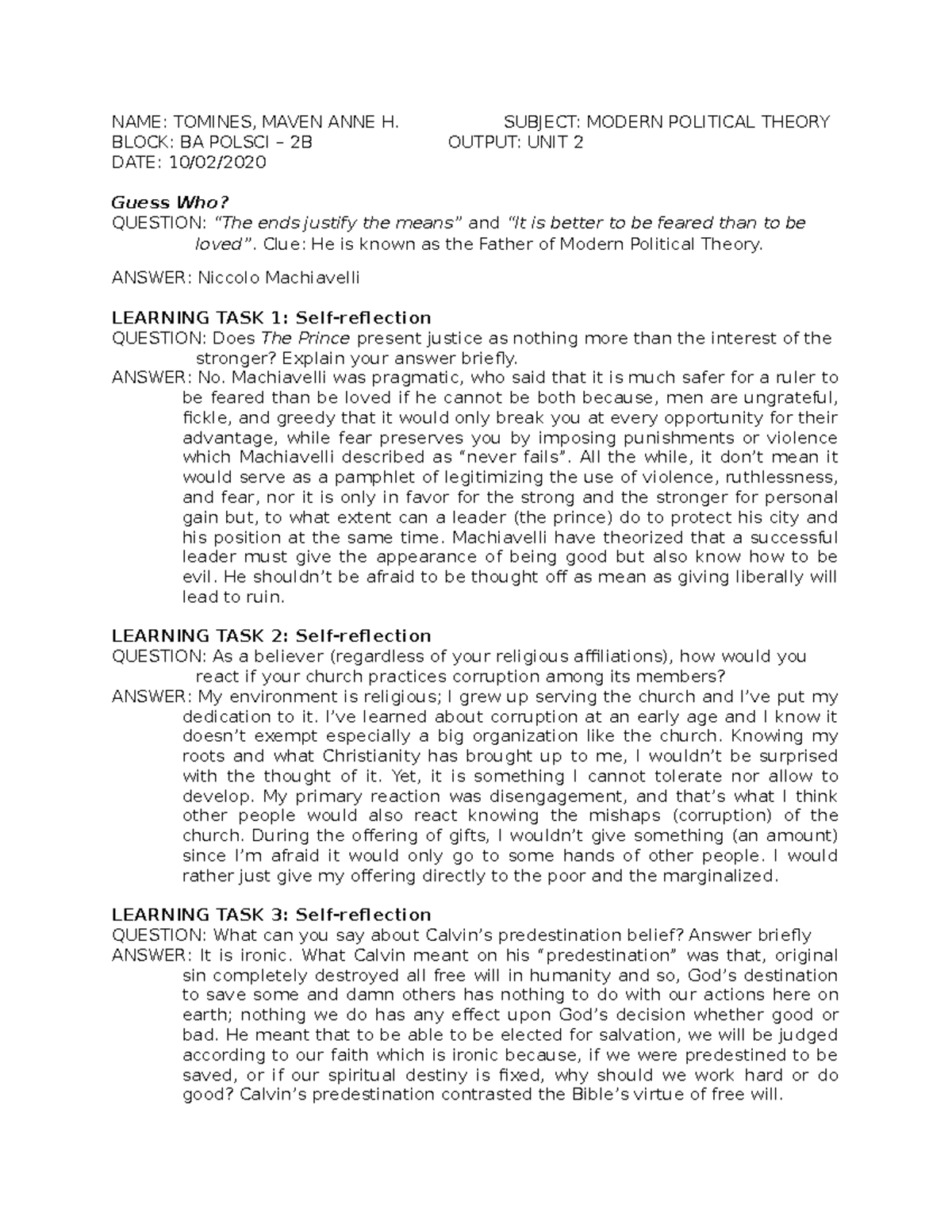 Draft POL Theory - sdfsdf - NAME: TOMINES, MAVEN ANNE H. SUBJECT ...