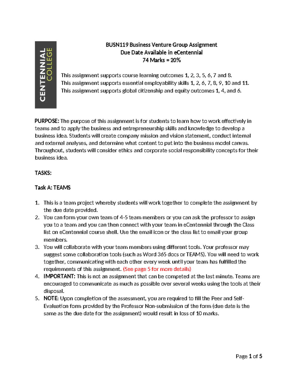 Business Venture Group Assignment - This assignment supports essential ...